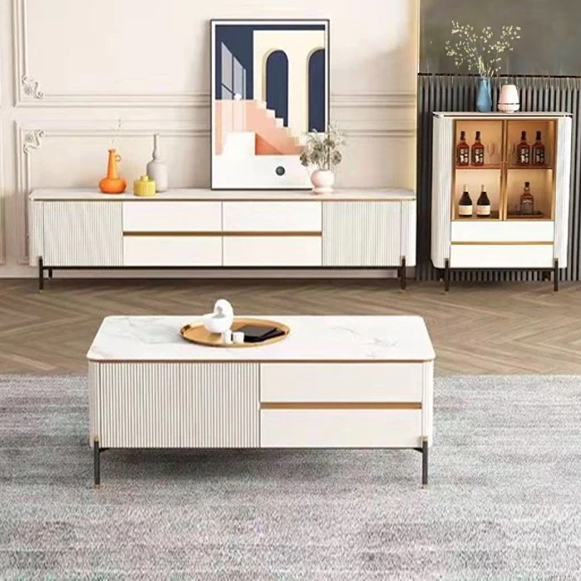 Bella Ribbed Furniture Range White Gold Furnish 365 Limited